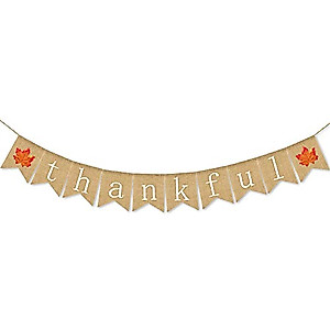 Thanksgiving Banner Thankful Banner Burlap - Thanksgiving Decoration | Fall Banner| Thanksgiving Decor