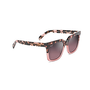 Maui Jim Rooftops Square Sunglasses, Pink Tortoise W/Pink/Maui Rose Polarized, Medium