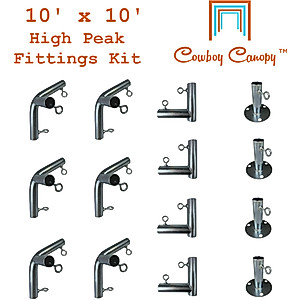 10' x 10' High Peak Canopy Fittings, DIY RV & Boat Carport, Party Tent, 1" EMT Metal Frame Parts