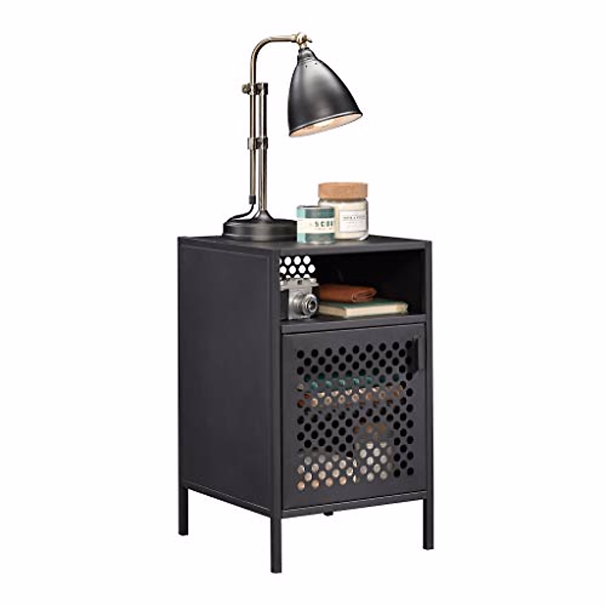 Sauder Boulevard Café Night Stand, L: 14.49" x W: 14.96" x H: 24.02", Black Finish