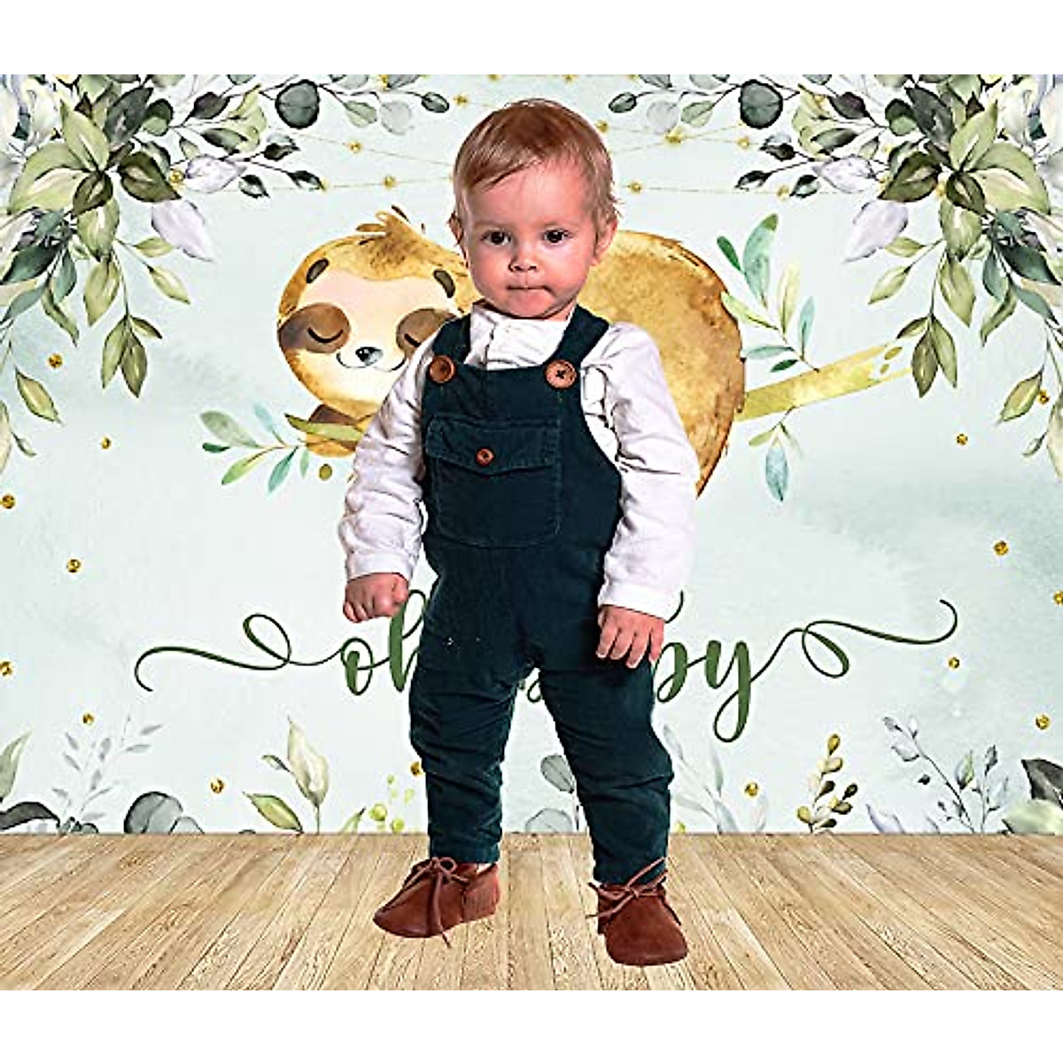 Ticuenicoa 5x3ft Sloth Baby Shower Backdrop Oh Baby Backdrops for Babyshower Party Green Leaves Jungle Animals Photo Background for Photography Kids Birthday Cake Table Decoration Gender Reveal Favors