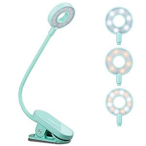 Visson Stepless Dimming Book Light,12 LED Reading Lights for Books in Bed,3 Color Temperature,Rechargeable Clip-on Light with Magnetic Function.Perfect for Bookworms,Kids