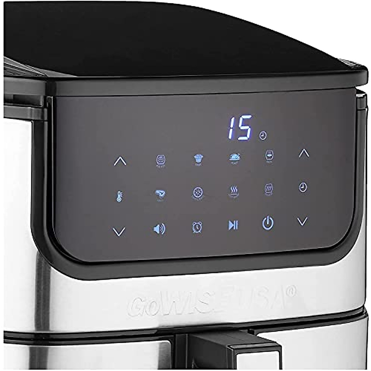 GoWISE USA 7-Quart Air Fryer & Dehydrator Max Steel XL- with Touchscreen Display with Stackable Dehydrating Racks with Preheat & Mute Functions + 100 Recipes (Stainless Steel)