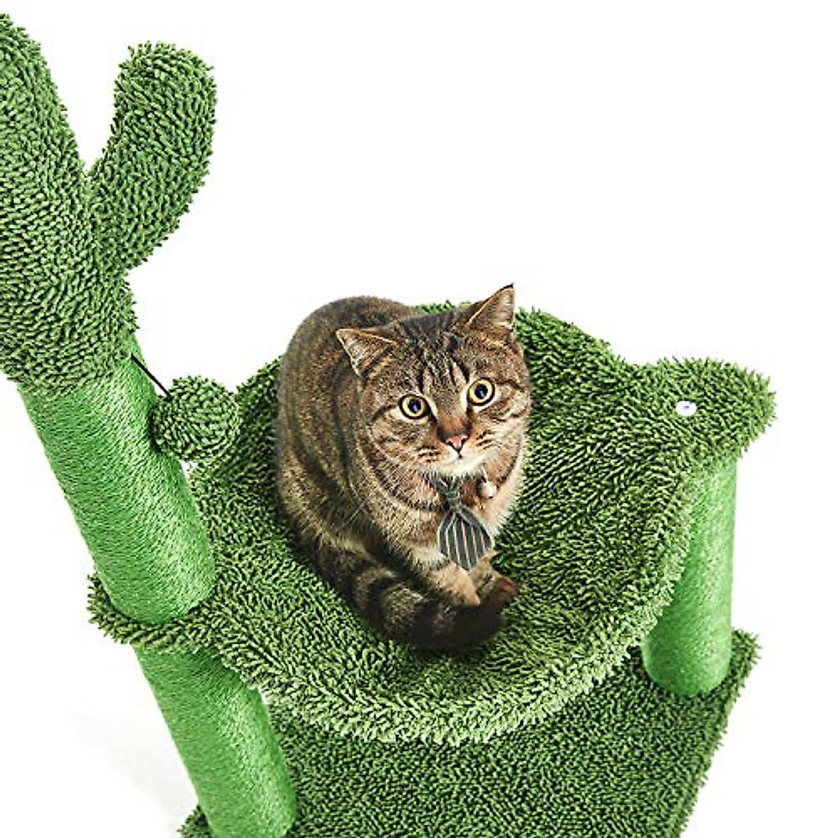 Catinsider 35 Inches Cactus Cat Tree with Hammock and Full Wrapped Sisal Scratching Post for Cats Green Large