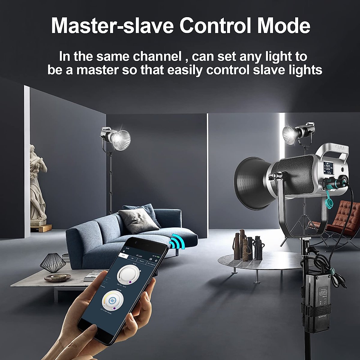 GVM 200W LED Video Light with Lantern Softbox, SD200D Photography Studio Lighting Kit with Bluetooth/DMX Control, 93000lux@0.5m 3200K-5600K Bi-Color Continuous Output Lighting for YouTube