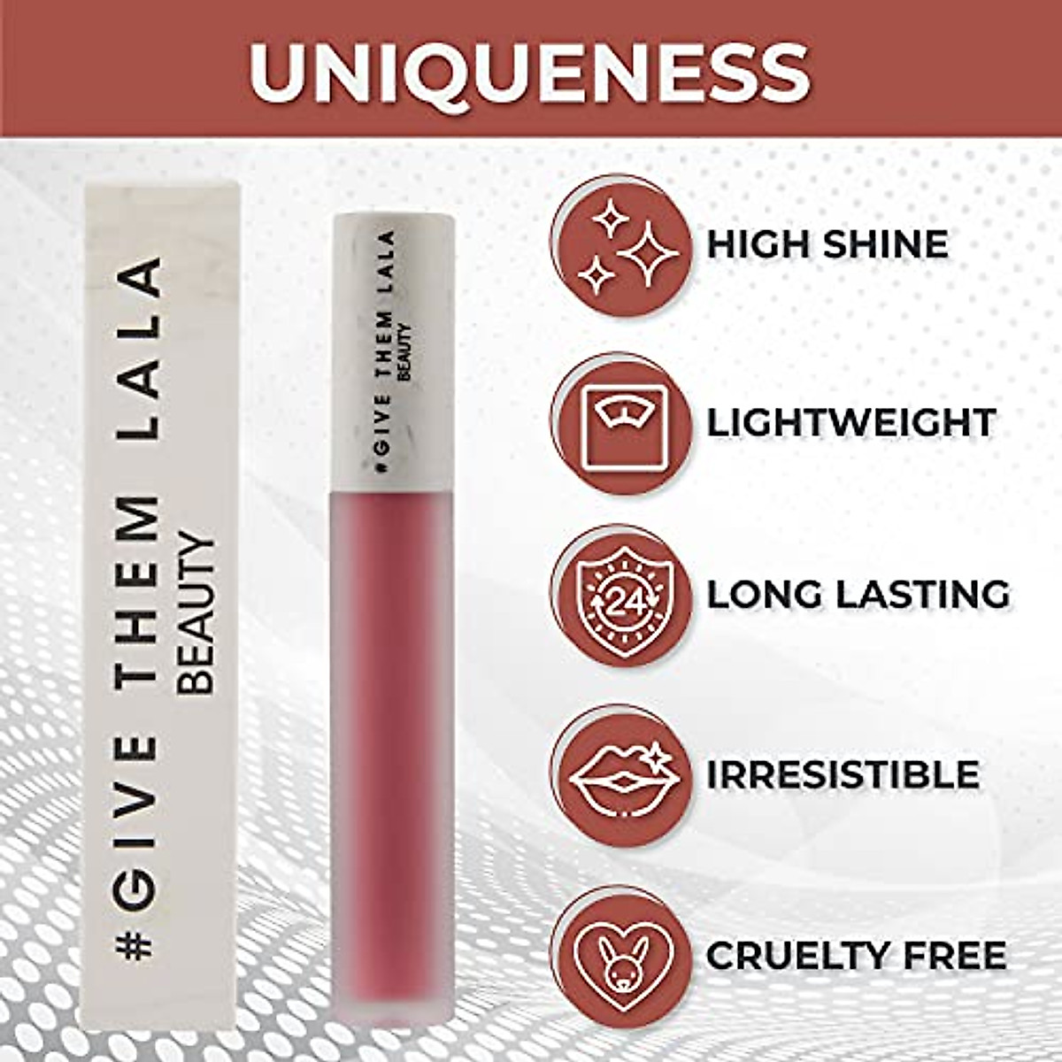 GIVE THEM LALA Lip Gloss - CALM DOWN High Shine Tinted Lip Gloss - Full Coverage Pigmented Lip Makeup for Women - Lightweight, Long Lasting Lip Color - Non-Sticky Lip Glosses - Cruelty-Free
