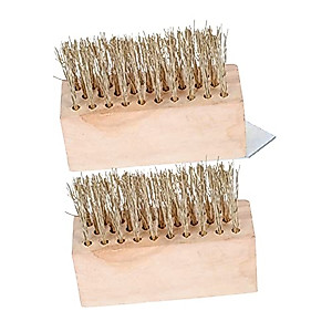 Yardenfun 2pcs Wire Weeding Brush Tile Tools Cleaning Brushes Tile Scrubber Carpet Cleaning Brush Floor Scrub Brush Garden Wire Brush Wooden Handle Brush Weeding Brush Garden Cleaning Supply