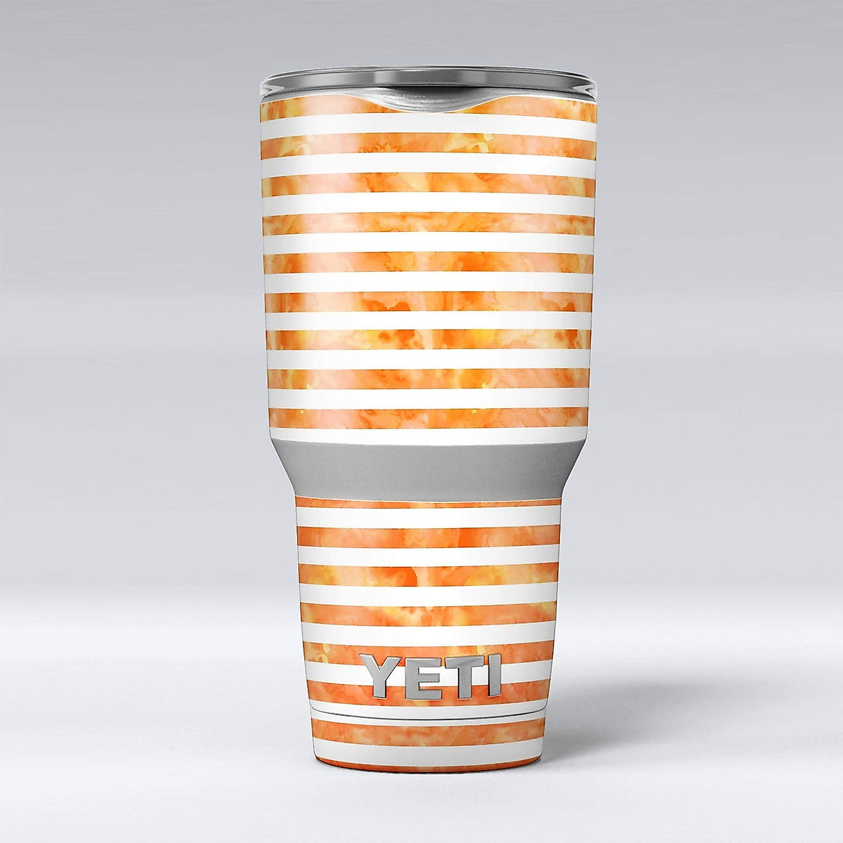 Design Skinz The Orange Watercolor Surface with Horizontal Stripes - Skin Decal Vinyl Wrap Kit Compatible with The Yeti Rambler Cooler Tumbler Cups