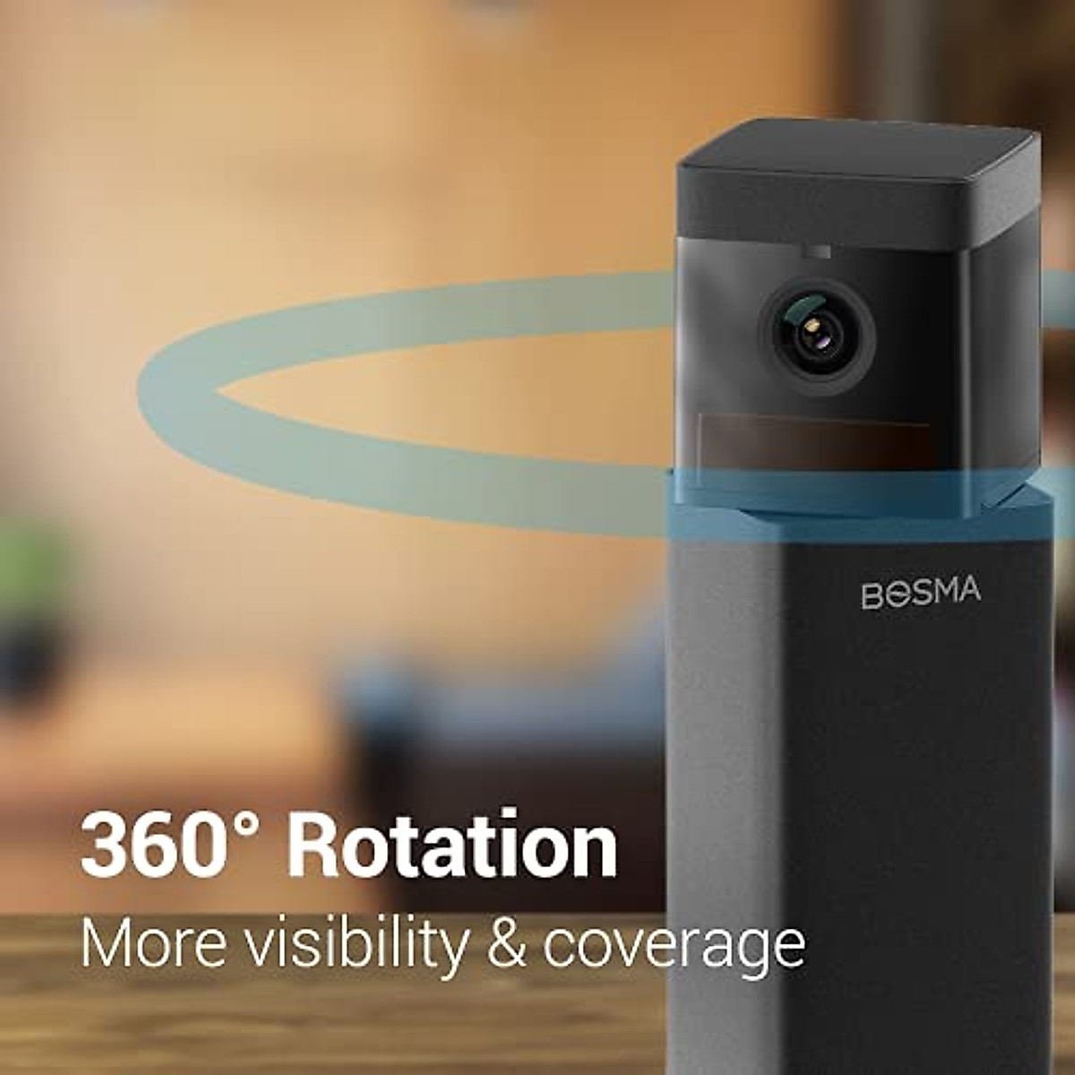 BOSMA X1 Home Security Camera, WiFi Indoor Camera, Super Wide Angle, 360 Degree Rotation, 1080P HDR, HD Video, Color Night Vision, 2-Way Audio, Advanced Motion Detection, 110dB Siren - Black