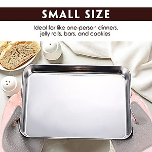 12 Pieces Baking Sheet Pan Cookie Sheet Set for Oven Stainless Steel Small Baking Pan 10 x 8 x 1 Inch Cake Toaster Roasting Metal Rectangle Trays, Oven and Dishwasher Safe