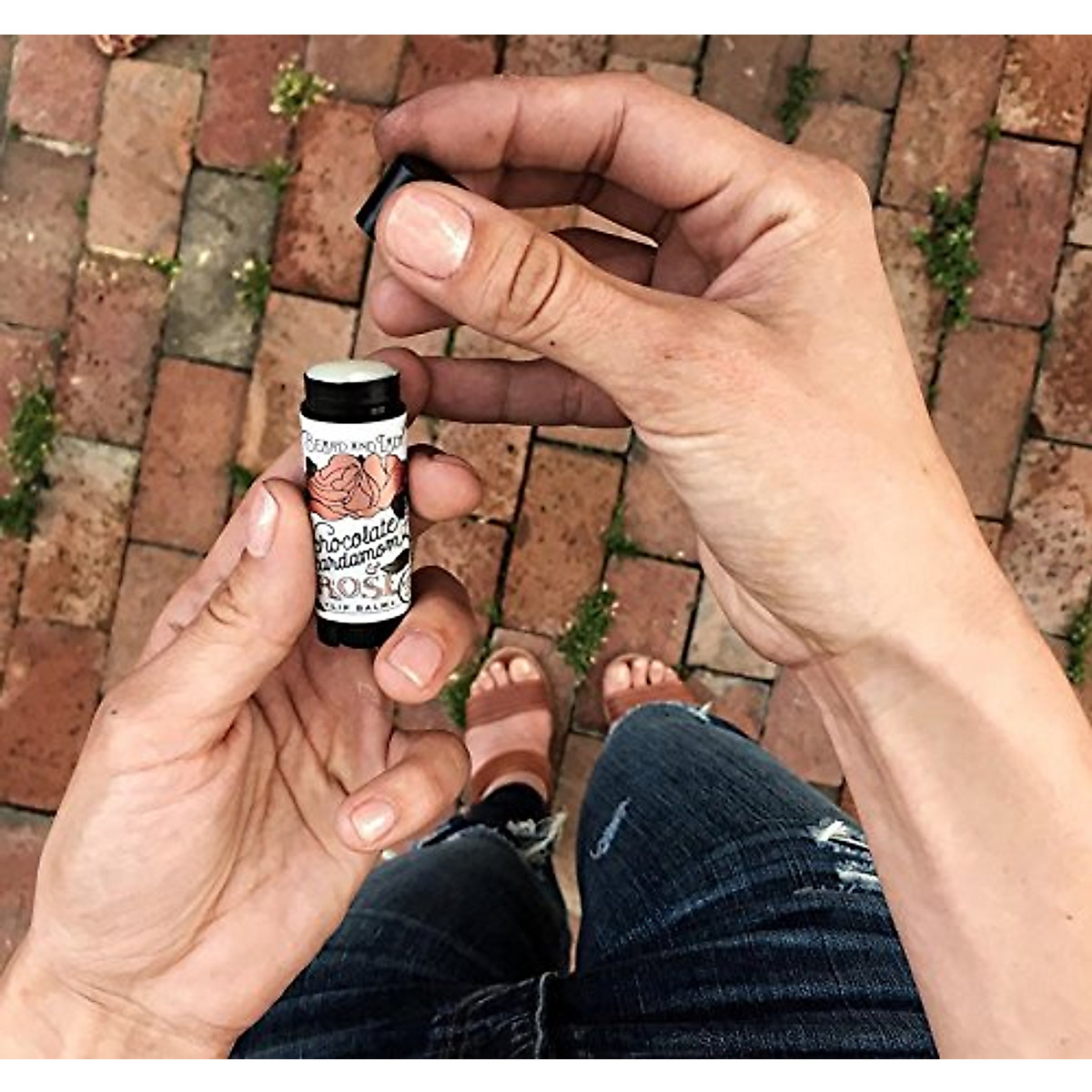 Beard and Lady - Chocolate Cardamom Rose Salve Lip Balm Stick - Black Oval Tube Sticks - 2 Pack of 0.15 fl oz balms