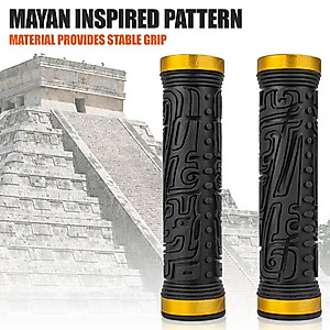 BV Bike Handlebar Grips, Double Lock-on Bicycle Grip Handle Bar End Holding Locking Grips, for MTB, BMX, Mountain, Downhill, Folding Bike (Gold)