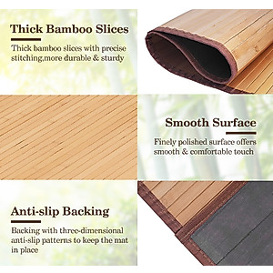 Qriocioa Small Bamboo Area Rug 31.5''x20'', Non Slip Bamboo Runners Rug for Hallways Entryway, Small Bamboo Floor Mat Easy to Mainten, Floor Protector Mat Neutral Area Rug