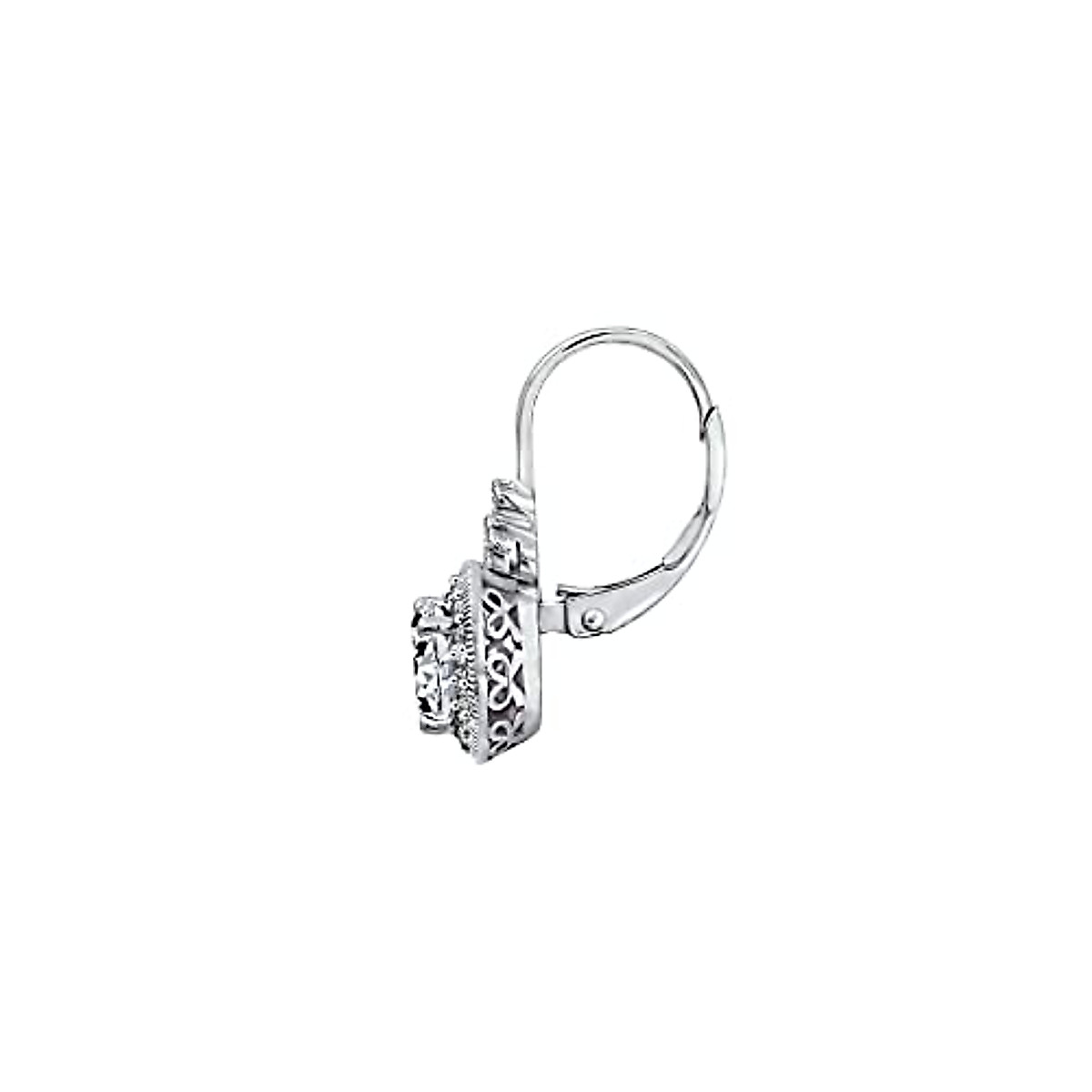 Amazon Essentials Platinum Plated Sterling Silver Antique Drop Earrings set with Round Cut Infinite Elements Cubic Zirconia (3.5 cttw), (previously Amazon Collection)