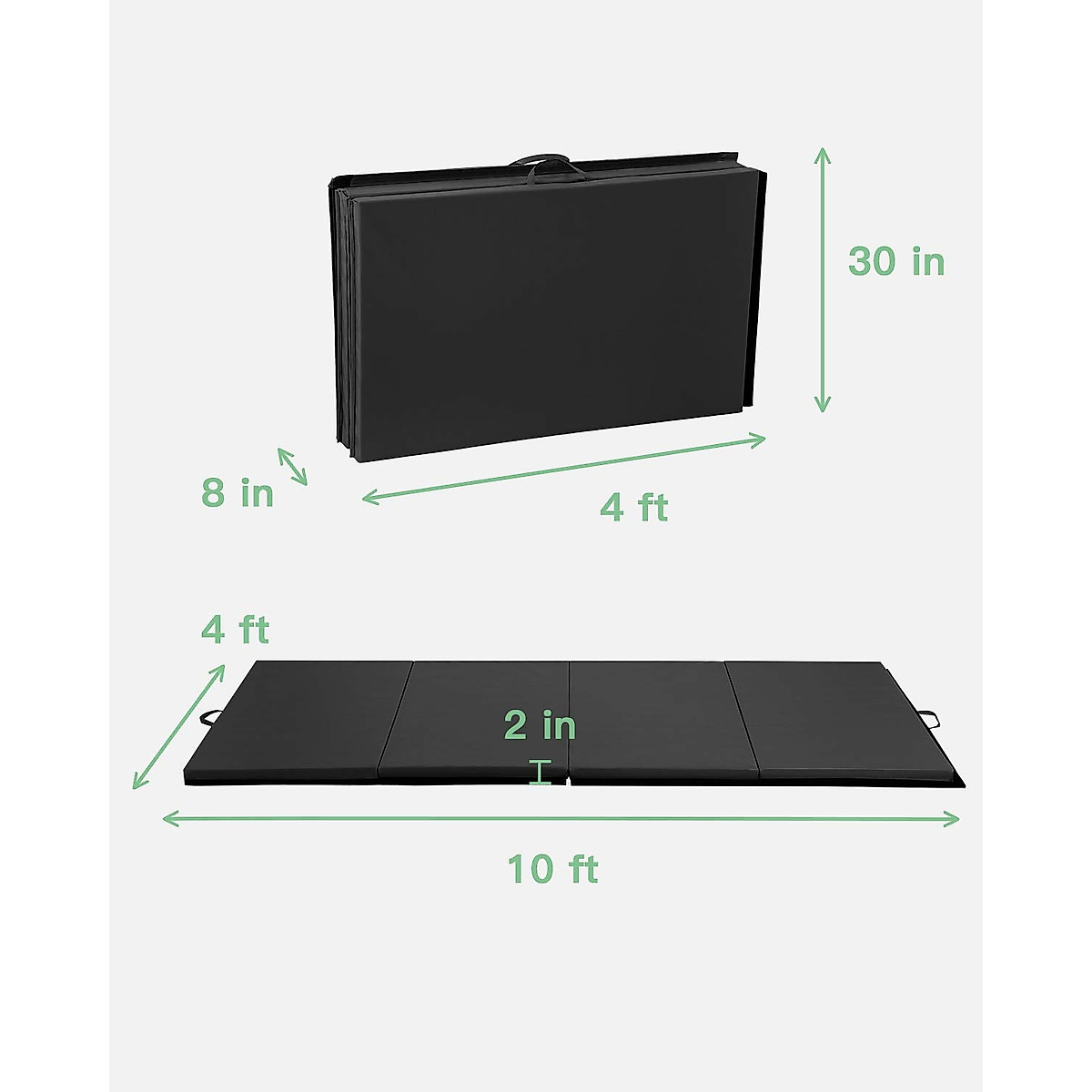 Tumbling Mats for Gymnastics for Home 4'X10'X2" Gym Exercise Pad with Carrying Handles Folding Exercise Mat for Yoga,Stretching,Workouts,Home Gym