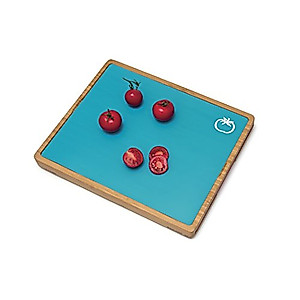 Lipper International Bamboo Wood Cutting Board with 6 Colored Poly Inlay Mats, 16" x 13-1/8" x 1-5/8"