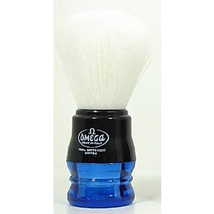 Omega Synthetic Bristle Shaving Brush with Blue Handle by Omega