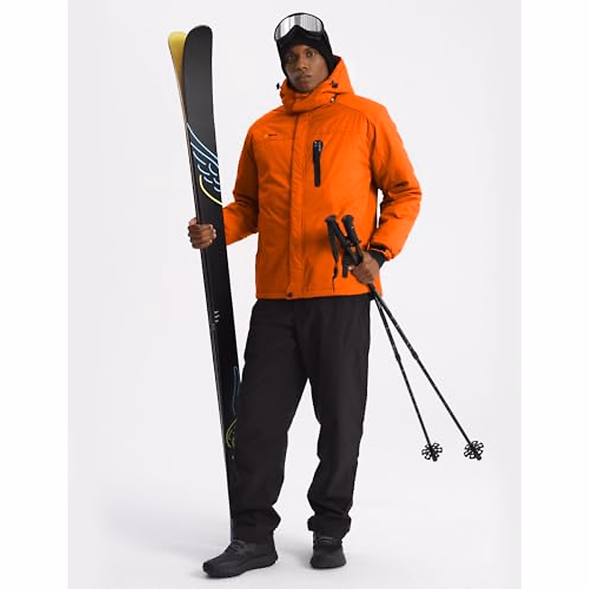 GEMYSE Men's Mountain Waterproof Ski Snow Jacket Winter Windproof Rain Jacket (Orange,X-Large)