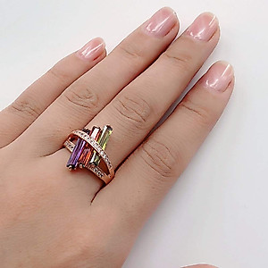 Jude Jewelers Rose Gold Plated Austrian Crystal Chunky Style Cocktail Party Statement Ring (Rose Gold, 8)