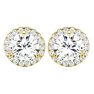 Houston Diamond District 2 Carat (ctw) Round Halo Diamond Earrings Value Collection 14K Yellow Gold - 2.00
