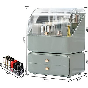 WGLAWL Cosmetic Display Cases, Countertop Makeup Organizer Stands Holder Box Cosmetic Storage Rack Cabinet with Drawers Lipstick Rack, for Bathroom Bedroom Dresser Vanity (Without Lipstick)