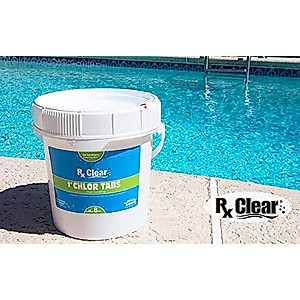 Rx Clear 1-Inch Stabilized Chlorine Tablets | Use As Bactericide, Algaecide, and Disinfectant in Swimming Pools and Spas | Slow Dissolving and UV Protected | 8 Lbs
