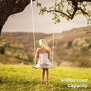 Wooden Tree Swing, 500lbs Load Capacity Heavy-Duty Wooden Swing for Adults & Kids, Waterproof Hanging Swing Seat with Adjustable Height for Indoor & Outdoor