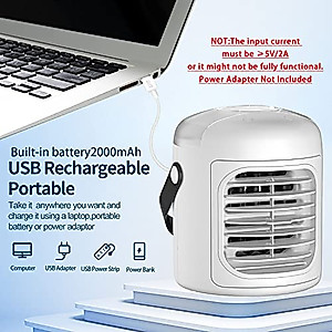 Personal Portable Air Conditioner,2000 mAh Rechargeable Mini Air Cooler Fan,Desk Portable Ac with Ice Packs
