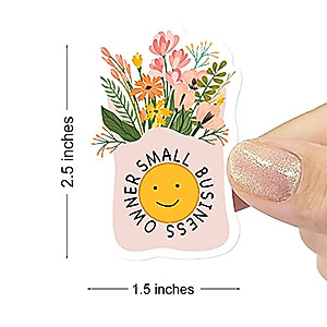 Wailozco Small Business Owner Flower Bag Stickers,Thank You Stickers,Handmade Stickers,Small Shop Stickers,Envelopes Stickers for Small Business, Online Retailers,Handmade Goods,500 Labels Per Roll