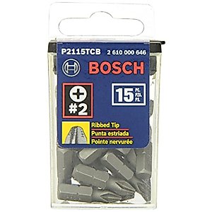 BOSCH P2115TCB 1 In. Impact Tough Phillips Insert Bit, 15-Piece