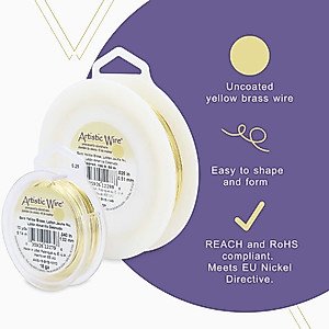 Artistic Wire, 18 Gauge Bare Yellow Brass Craft Jewelry Wrapping Wire, 10 yd