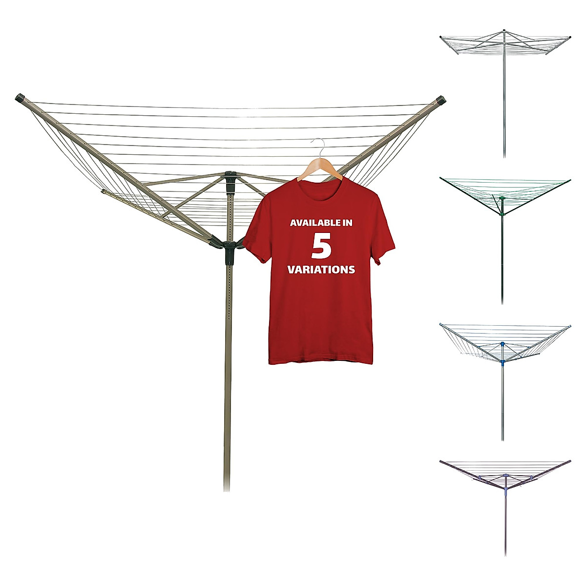 Strata Heavy Duty Rotary Outdoor Drying Rack - 194 Feet Umbrella Clothesline Outdoor Dryer, Light Weight Aluminum Frame Outside Clothes Drying Rack, Sahara Beige