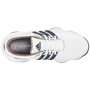 adidas Men's TOUR360 22 Golf Shoes, Footwear White/Silver Metallic/Team Navy Blue, 10