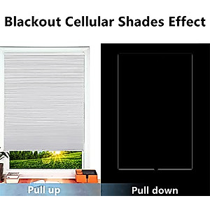 MaKefeile Blackout Cordless Cellular Shades 44" W x 64" H Honeycomb Pleated Shade Insulation Room Darkening Blinds for Home Bedroom Living Room Windows Easy to Install White