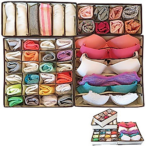 Evelots 4 Pack - Underwear Organizer Drawer-Foldable-Socks/Bras/Scarves-45 Sections