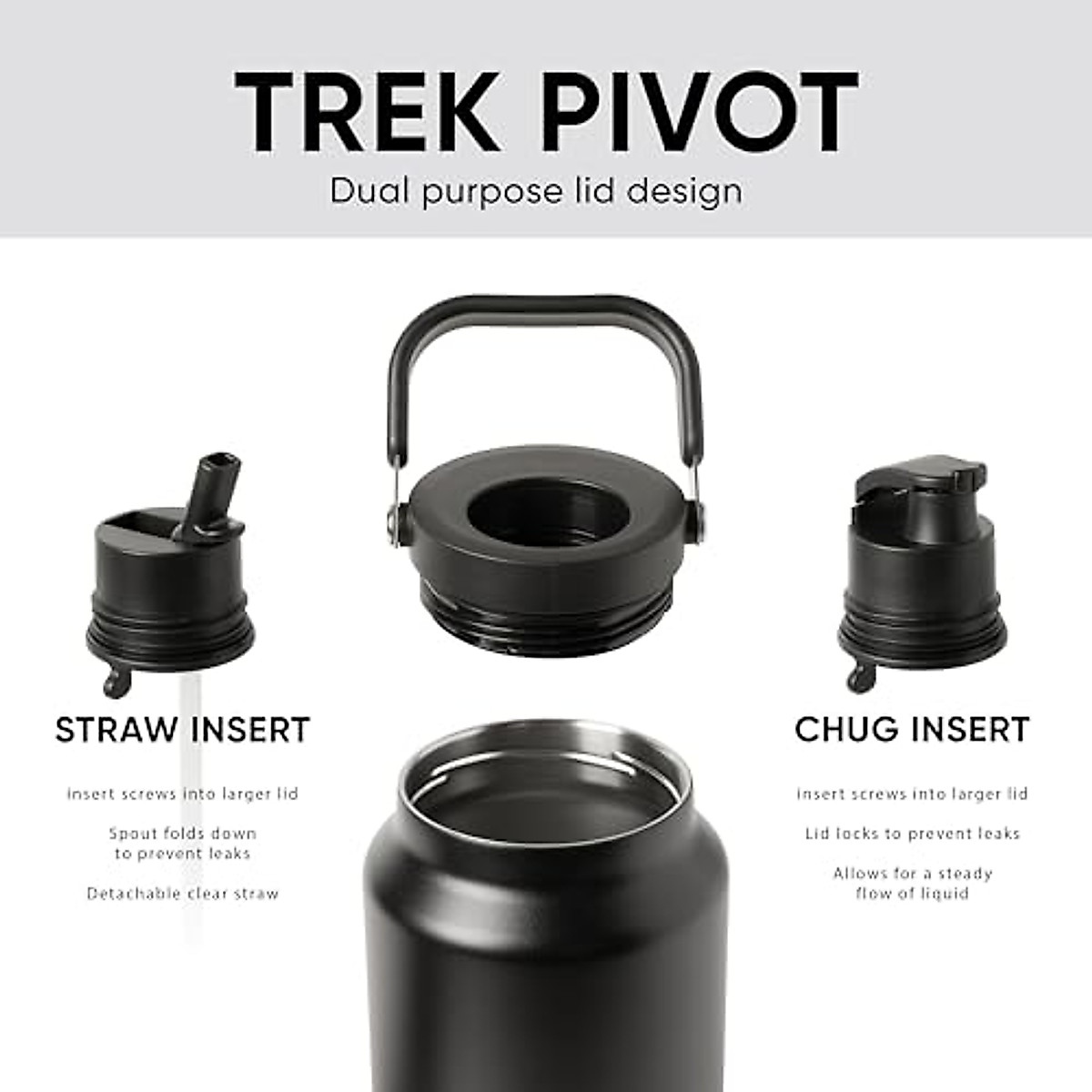 Simple Modern Trek Pivot | Half Gallon Water Bottle Jug with Handle & Boot | Interchangeable Straw & Chug Lids | Large Insulated Stainless Steel | Sports Camping Outdoors | 64oz, Bellini