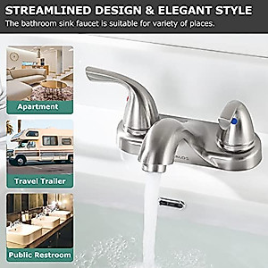 PARLOS Two-Handle Bathroom Sink Faucet with Metal Drain assembly and Supply Hose, Lead-free cUPC,Brushed Nickel,13622