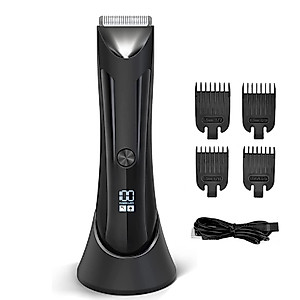 ANFOOS Electric Body Hair Trimmer for Men, Ball Shaver Pubic Groin Hair Trimmer Beard USB Recharge Dock Body Grooming Kit Replaceable Ceramic Blade Male Hygiene Razor Waterproof Wet/Dry