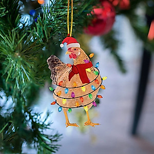 QAZIUY Christmas Wood Hanging Ornaments Funny Hanging Ornaments Clearance Christmas Chicken Acrylic Decorations 2024 Scarf Chicken Christmas Decorations Pendant