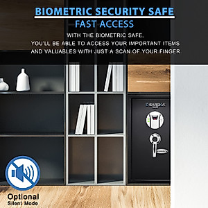 Barska Biometric Fingerprint Security Home Safe Lock Box for Handgun Document Money - DELUXE
