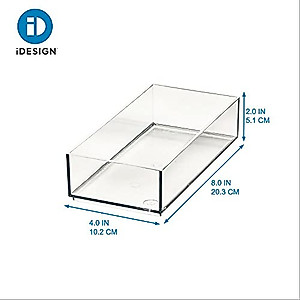 iDesign The Sarah Tanno Collection Plastic Cosmetic Drawer Organizer, 4" x 8" x 2", Clear