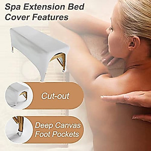 KULLAMEE 2pcs White Lash Bed Cover Fitted for 6FT Lash Table or Massage Bed Lash Extension Bed Spandex Bed Cover (White/Cream 2)