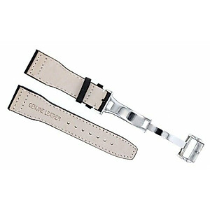 Ewatchparts 22MM LEATHER WATCH STRAP BAND DEPLOYMENT CLASP FOR IWC PILOT TOP GUN BLACK SHINY