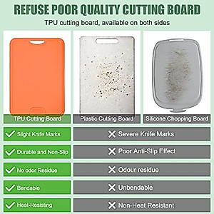 Gintan TPU Cutting Board, BPA-Free, With Knife and Juice Groove,Scratch Resistant Flexible Cutting Boards for Kitchen, Dishwasher Safe, Easy-Grip Handle, Non-Slip