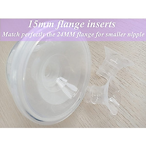 Mayyatt Pump Parts Flange Inserts 15mm 2pcs Soft Silicone Trumpet Accessories Well Fit 24mm Wearable Hand Free Breast Pump s9 s12 pro Pump Flange