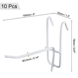 MECCANIXITY Grid Wall Display Hooks Store Garage Storage Wall Organizers 4 Inch White, Pack of 10