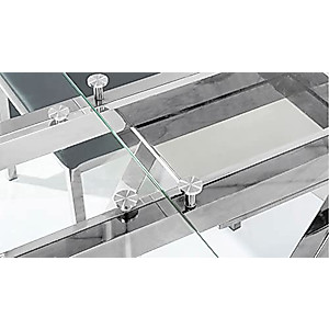 Zuri Furniture Cruz Expandable Modern Dining Table with Clear Glass Top