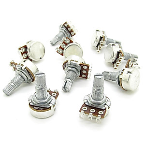 JIUWU A100k OHM Audio Pots Split Shaft Taper Guitar Potentiometer Replace for Electric Guitar Pack of 10