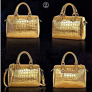 Downupdown Women Handbags and Purses Set Crocodile Pattern Tote Bags Top Handle Handbags Wristlets Wallet Shoulder Bag Satchel 3 Pcs with Shoulder Strap-Black