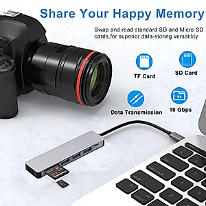 USB C Hub to HDMI Adapter, Sharllen 8 in 1 USB C Multiport Docking Station Connector with 4K HDMI, 3 USB 3.0 Ports, SD/TF Card Reader 100W PD Charging Compatible MacBook Pro/ Air ,Type C Devices